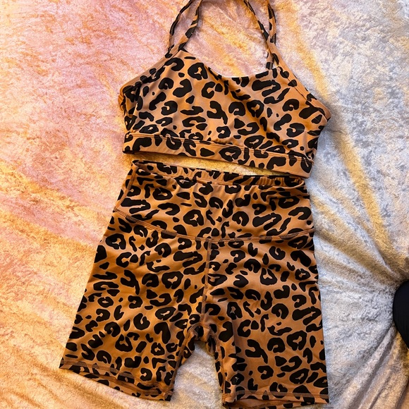 Shorts | Leopard Print 2 Piece Work Out Set | Poshmark